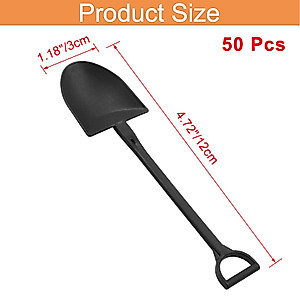 Litoexpe 50 PCS Disposable Mini Ice Cream Dessert Spoon, 4.7 Inches Plastic Taster Spoons for Pudding, Yogurt, Appetizer, Jelly, Cake (Shovel Shape, Colorful)
