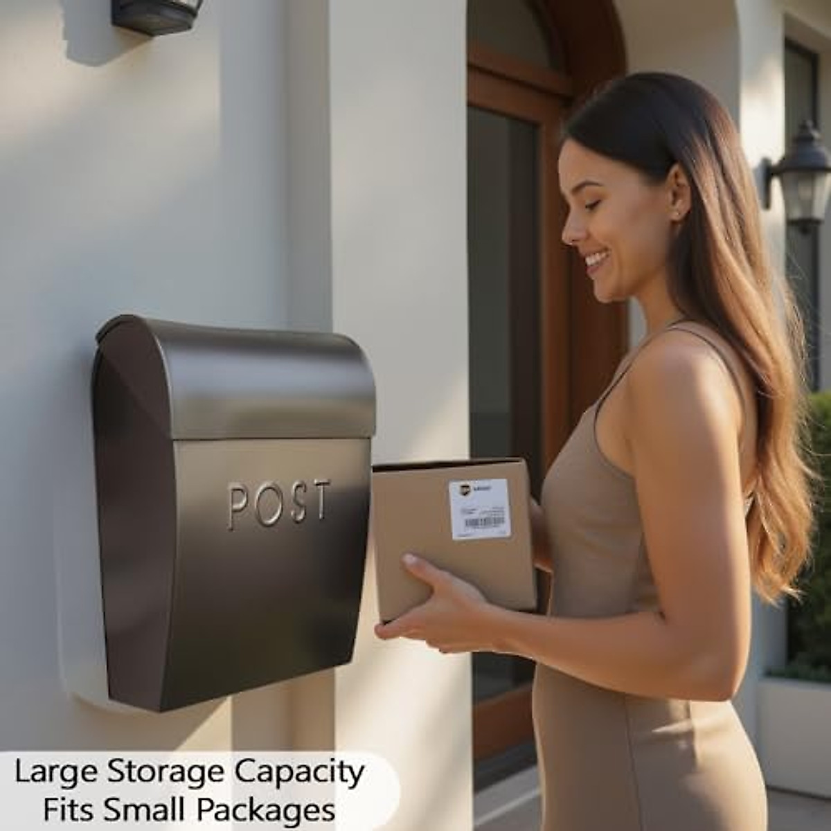 NACH Large Wall Mount Mailbox, 5.07 x 12.44 x 5.39 inches, Black Mailboxes for Outside Wall Mount, Waterproof Mailbox - The Sylvia Mailbox