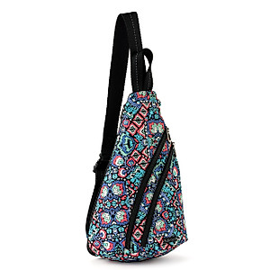 Sakroots Women's On The Go Sling Backpack in Nylon Eco Twill, Multi Ikat World
