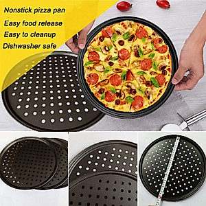 Jteyult 11 Inch Personal Perforated Pizza Pans Carbon Steel with Coating Easy to Clean Pizza Baking Tray