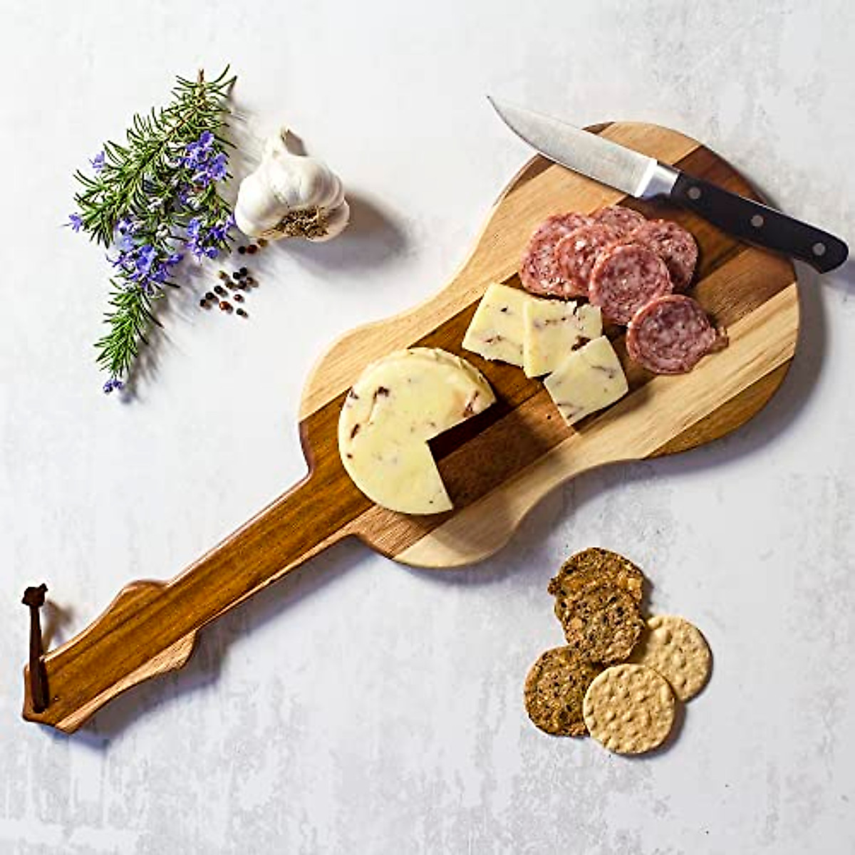 Rock & Branch Series Shiplap Ukulele Shaped Wood Serving and Cutting Board | Great for Wall Art