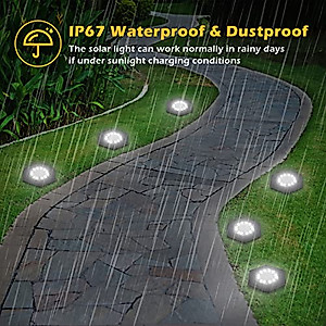 TAC TEC Solar Ground Lights Outdoor, 12 LEDs Waterproof Garden Solar Powered Lights, Bright Décor Solar Landscape Lighting for Driveway/Pathway/Walkway, Inground Lights for Yard (Cool White, 10 Pack)