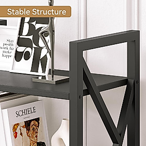 GAOMON Triple Wide 5 Tier Book Shelf, 70.8” Tall Bookcase with 14 Open Shelves, Large Industrial Bookshelves and Bookcases with Metal Frame for Home Office, Study Room, Living Room-Black