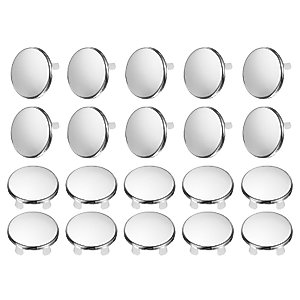uxcell 20pcs Sink Overflow Rings, Bathroom Kitchen Basin Trim Bath Sink Hole Round Single Layer Plastic Overflow Drain Cover Insert in Hole (Silver Tone)