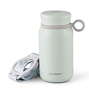 BUYDEEM Born for Girls & Ladies, CD13 Thermos Water Bottle Tumbler Flask, Cute Unique Design, Wide Mouth with Screw-on Lid, Stainless Steel Coffee Tea Travel Mug, Cozy Greenish
