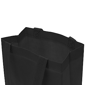 Reusable Gift Bags - 12 Pack Small Totes with Handles, Black Eco Friendly Fabric Cloth for Shopping, Merchandise, Events, Parties, Take-Out, Boutiques, Retail Stores, Small Business Bulk - 8x4x10