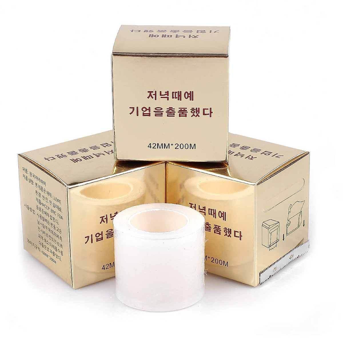 4 PCS Disposable Eyebrow Tattoo Plastic Wrap Preservative Film For Professional Eyebrow Lips Permanent Make Up Supplies Wrap Cover Tape Roll (4 Rolls Preservative Film)