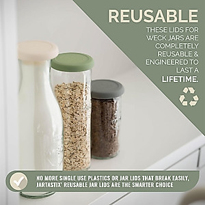 Jartastix 100mm Silicone Lids for WECK Jars - Set of 2 - Weck Jar Silicone Lids for Storage - Fits WECK 738, 739, 740, 741, 742, 743, 744, 745, 776, 748, 974 (Grey, 100mm)