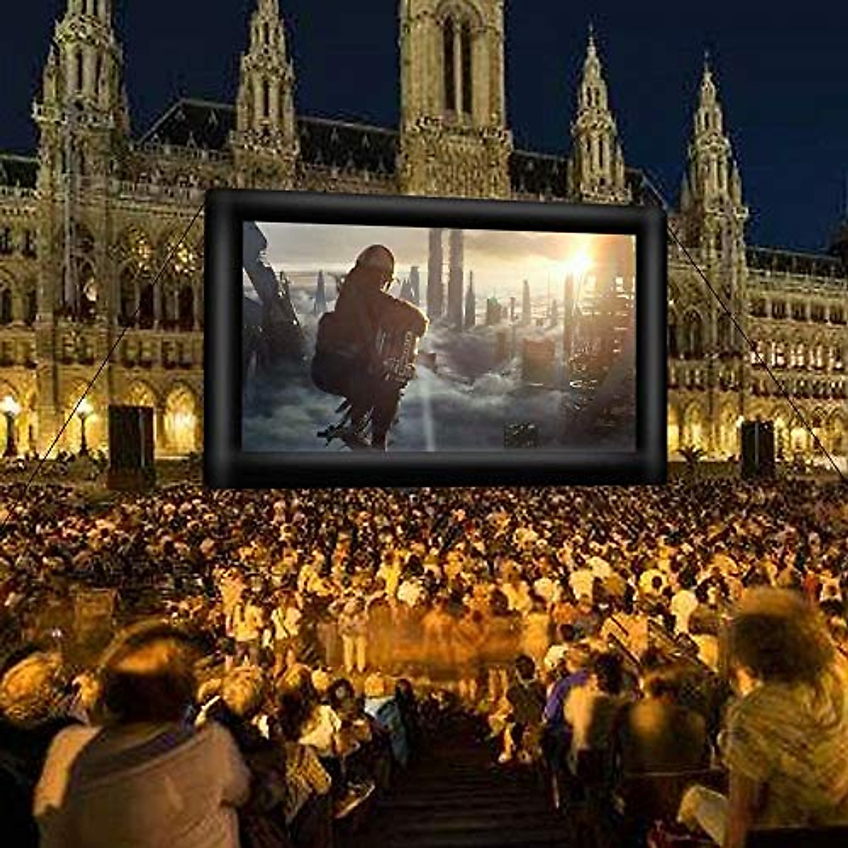 fitnessandfun 33' Huge Inflatable Movie Screen Outdoor Incl Blower - Seamless Front and Rear Projection - Portable Blow Up Projector Screen for Churches, Grand Parties, Backyard Pool Fun(33 feet)