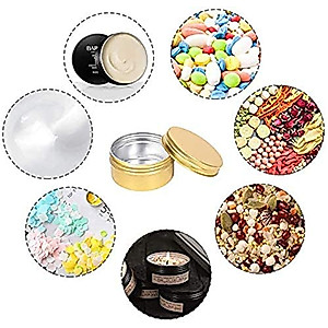 Qixivcom 6 Pack 5 Oz Screw Lid Round Tins Aluminum Tin Cans Jar Metal Steel Tins Container 150ml DIY Candle Empty Tins Cosmetic Sample Container Travel Storage for Spices Candies Tea Gift(Gold)