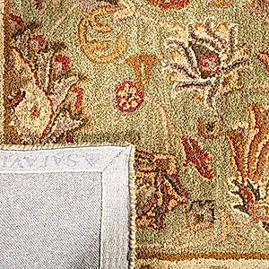 SAFAVIEH Heritage Collection 9'6" x 13'6" Green / Gold HG343A Handmade Traditional Oriental Premium Wool Area Rug