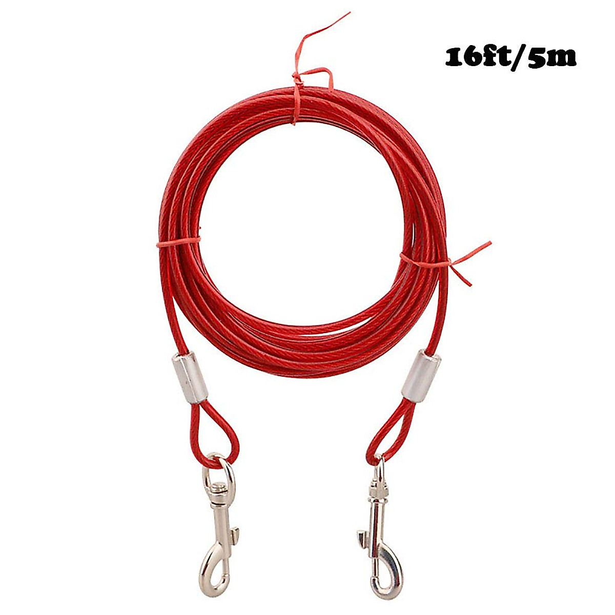 Love Dream Dog Tie Out Cable for Dogs Up to 125 Pounds, Super Heavy and Bite Resistant, 16ft Length Available Dog Lead Line for Yard, Camping, Park, Outside (16ft, Red)