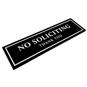 Kubik Letters Original No Soliciting Sign for House (with Strong Adhesive Tape) - No Soliciting Signs for Home - No Solicitors Sign for Front Door - No Solicitation Sign for Business - Black 120 mil
