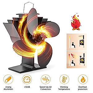 foedo Wood Stove Fan, for Wood Burning Stove/Pellet Stove, No Electric Heating Drive, Effective Circulation Warm Air, 4 Blades Cocoon Fan (Set of 2)