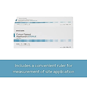McKesson Cotton-Tipped Applicator Swabstick, Sterile, Wood Shaft, 6 in, 100 Count, 1 Pack