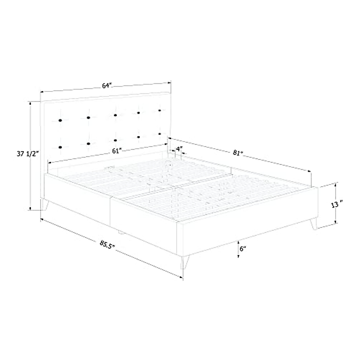 South Shore Gravity Modern Padded Upholstered Platform Bed and Headboard-Queen-Charcoal Gray