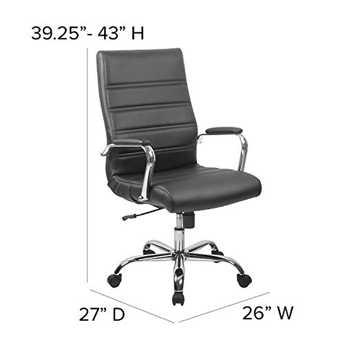 Flash Furniture Whitney High Back Desk Chair - Black LeatherSoft Executive Swivel Office Chair with Chrome Frame - Swivel Arm Chair