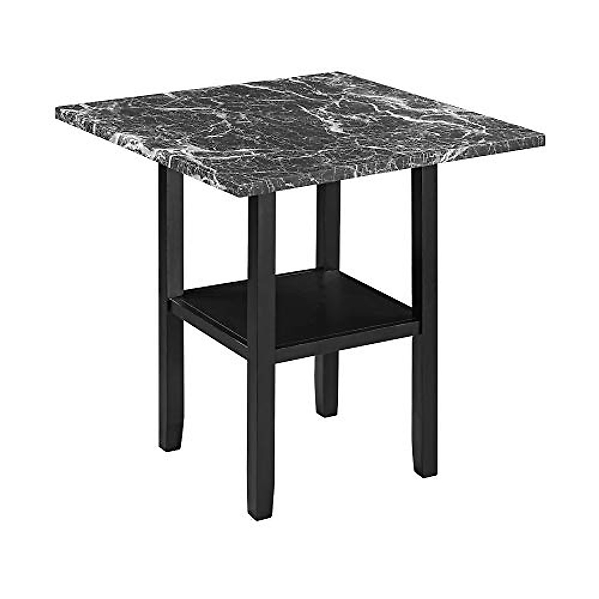 RUNWON Modern 5-Piece Set with 4 Padded Dining, Faux Marble Top Table and Black Chair for Kitchen, Gray