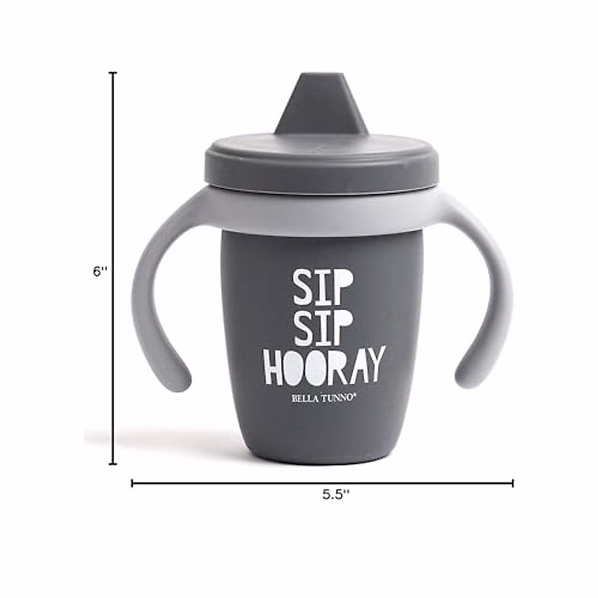 Bella Tunno Happy Sippy Cup – Transition Sippy Cups for Baby 6 Months and Older, Baby and Toddler Sippy Cups with Removable Handles and Non-Toxic, BPA Free Silicone, Sip Sip Hooray, 8 oz