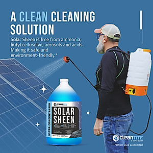 CLEANTITE Solar Panel Cleaner Solar Sheen (Makes 512 Gallons) - Super Concentrated Glass & Solar Panel Cleaning, Remove Oils, Fingerprints & Water Spots (1 Gallon)