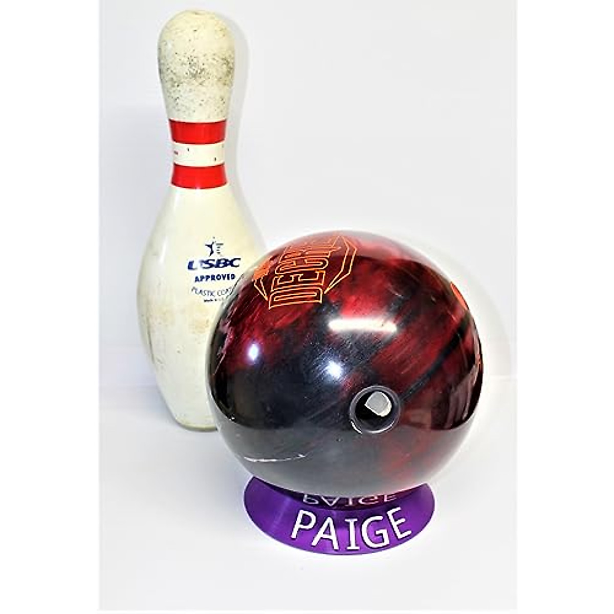 Bowling Ball Holder Personalized, Bowling Ball Cup, Bowling Ball Cleaning Cup (Cup Color Hot Pink)
