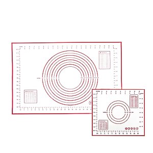 2 Pack Silicone Pastry Mat Non-Stick Pizza Baking Mat, Dough Mat for Rolling,Fondant Mat with Measurement Counter Mat, Oven Liner, Pie Crust Mat, 40*5*5cm