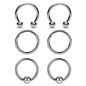 Dyknasz G23 Titanium 16G Septum Ring Nose Rings Hoop Helix Daith Cartilage Tragus Earrings Lip Body Piercing Jewelry for Women Men 12mm