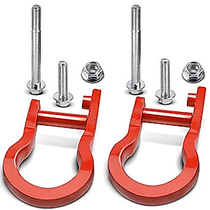 A-Premium Pair (2) Front Tow Hooks Kit Front Recovery Hooks Compatible with Chevrolet Chevy Silverado 1500 2007-2019, GMC Sierra 1500 2007-2019, Cardinal Red, Front LH and RH, Replace# 84192871