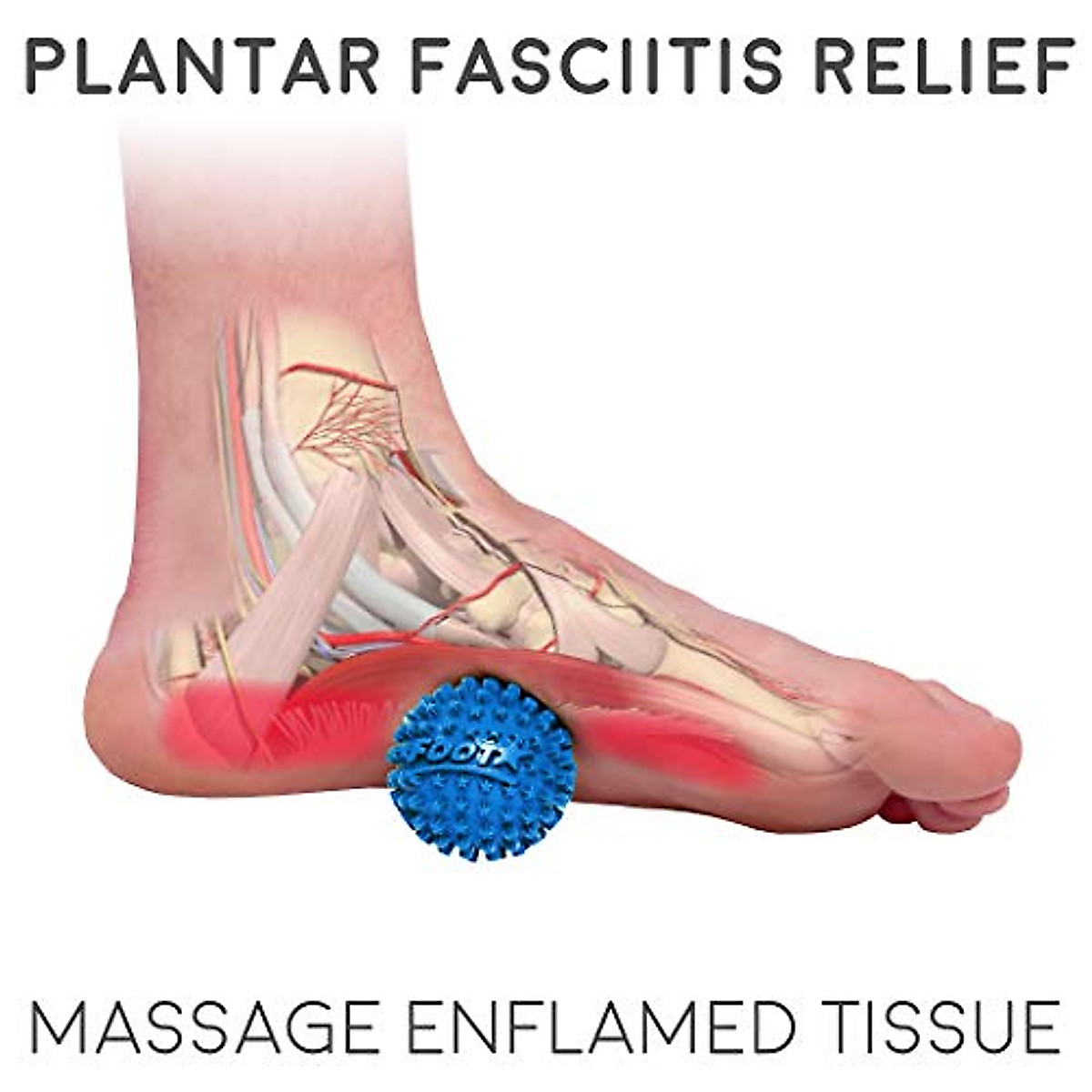 Body Back Foot Star Massager Ball and Plantar Fasciitis Roller - Soothe Foot Stress, Discomfort, Aches, & Tightness (2-Inch, Blue)