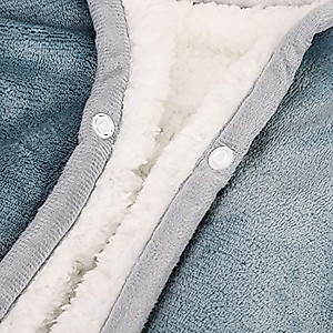 Wearable Blanket Shawl Coral Throw Soft Sherpa Poncho Wrap Sofa Snap Button Closure Warm Office Nap Sleeping Home Watching TV Air Conditioning Blanket Cape Cover Bed Sofa Car Blanket