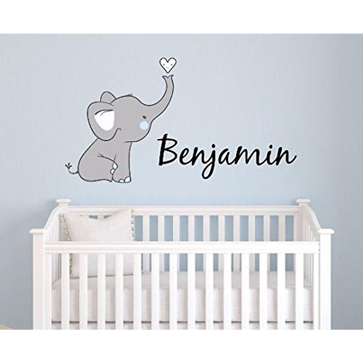 Boys Nursery Elephant Custom Personalized Name Wall Decal (Large), Nursery Elephant Wall Decals, Boys Personalized Decals Elephants, Nursery Decals, Nursery Wall Decals, Plus Free Hello Door Decal