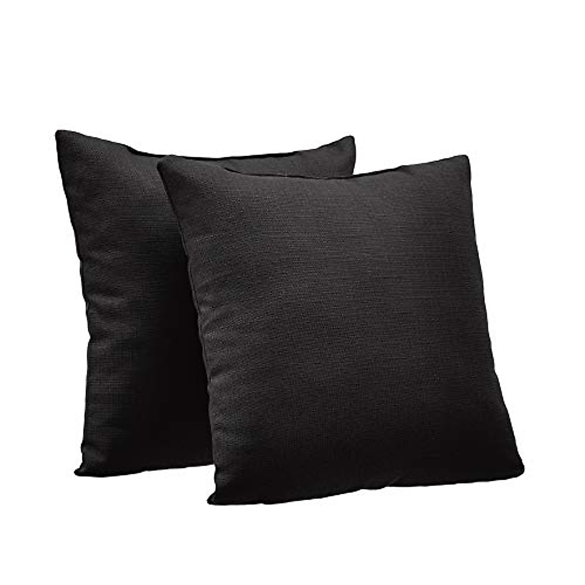 Amazon Basics 2-Pack Decorative Throw Pillows - 18" Square, Black Linen Style