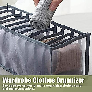 TOOVREN Sock Organizer 2 Pack, sock drawer organizer, sock drawer organizer divider, Cabinet Closet Organizers and Storage, Mesh Foldable Compartment Boxes for Storing Socks, Underwear, Ties, Panties