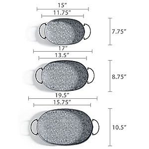 Barnyard Designs Set of 3 Metal Nesting Decor Trays, Metal Tray Decor, Rustic Farmhouse Centerpiece Ottoman Trays for Living Room, Round Decorative Tray, Bathroom Tray, Large Tray: 15.75" x 10.5"