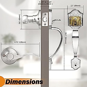 Probrico Camelot Trim Lower Half Front Entry Handleset, Passage Lock Grip Handle with Wave Lever, Keyless Door Locks Brushed Nickel, Interior and Exterior Entrance Passage Lock