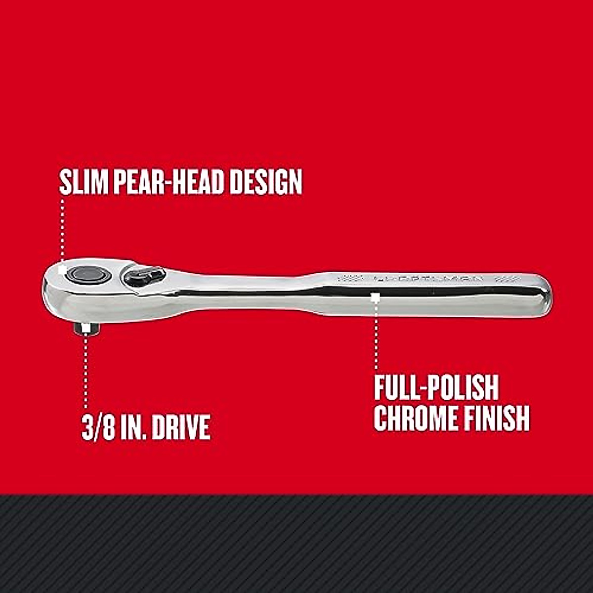 CRAFTSMAN Ratchet Wrench, 3/8-Inch Drive, 72-Tooth, Pear Head (CMMT81748)