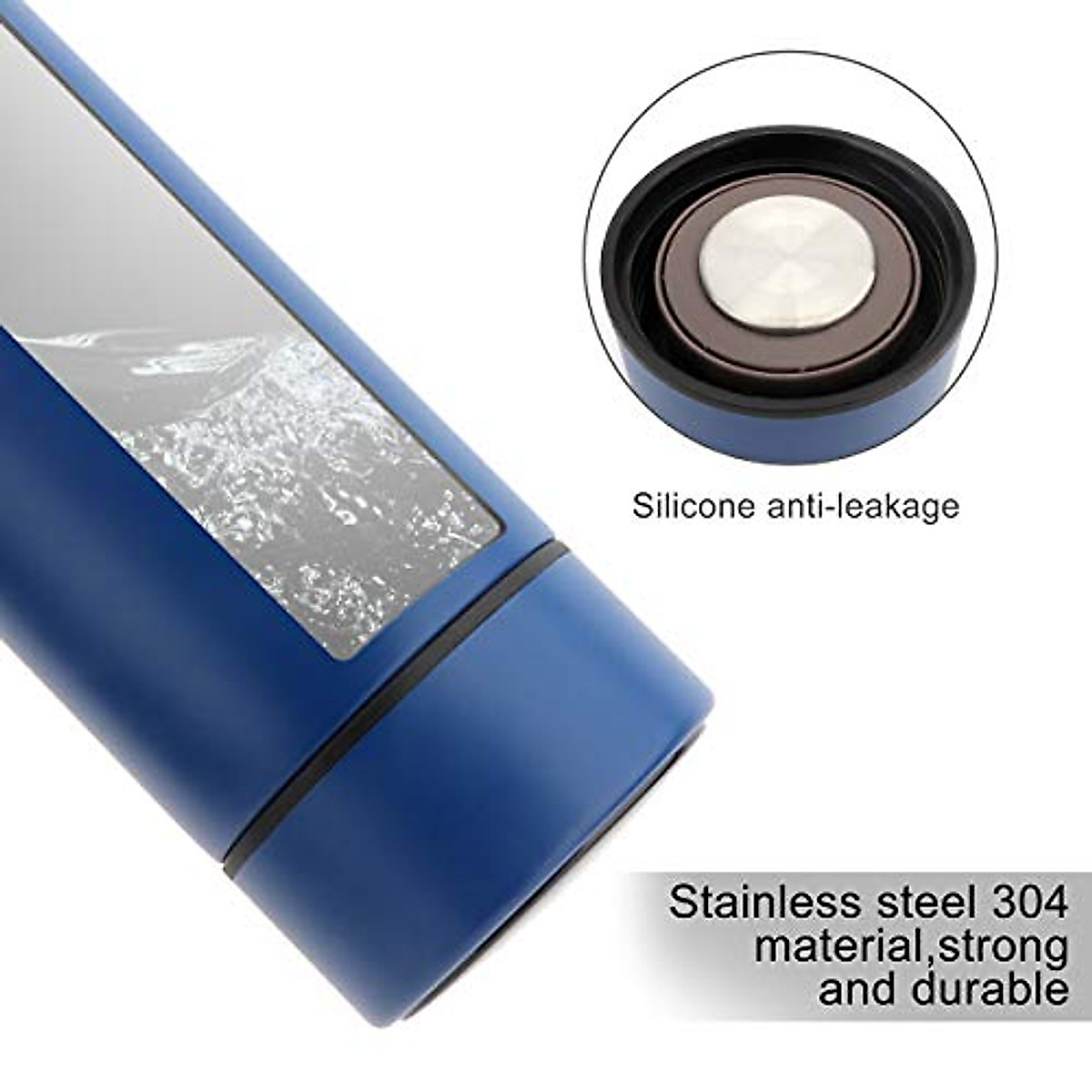 QiCheng&LYS Coffee Thermos,Tea Infuser Bottle,Smart Sports Water Bottle with LED Temperature Display,17 OZ Vacuum-Insulated Stainless-Steel Water Bottle (Blue)