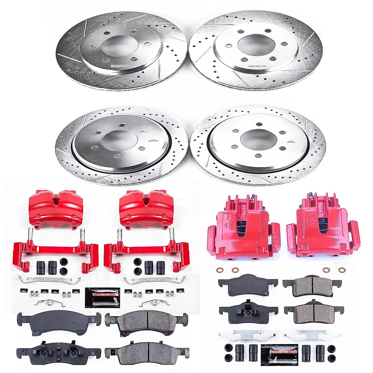 Power Stop KC1934 Z23 Evolution Front and Rear Brake Caliper Kit- Brake Rotors, Brake Pads, Brake Calipers