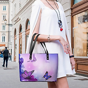 Womens Handbag Butterfly And Flowers Leather Tote Bag Top Handle Satchel Bags For Lady