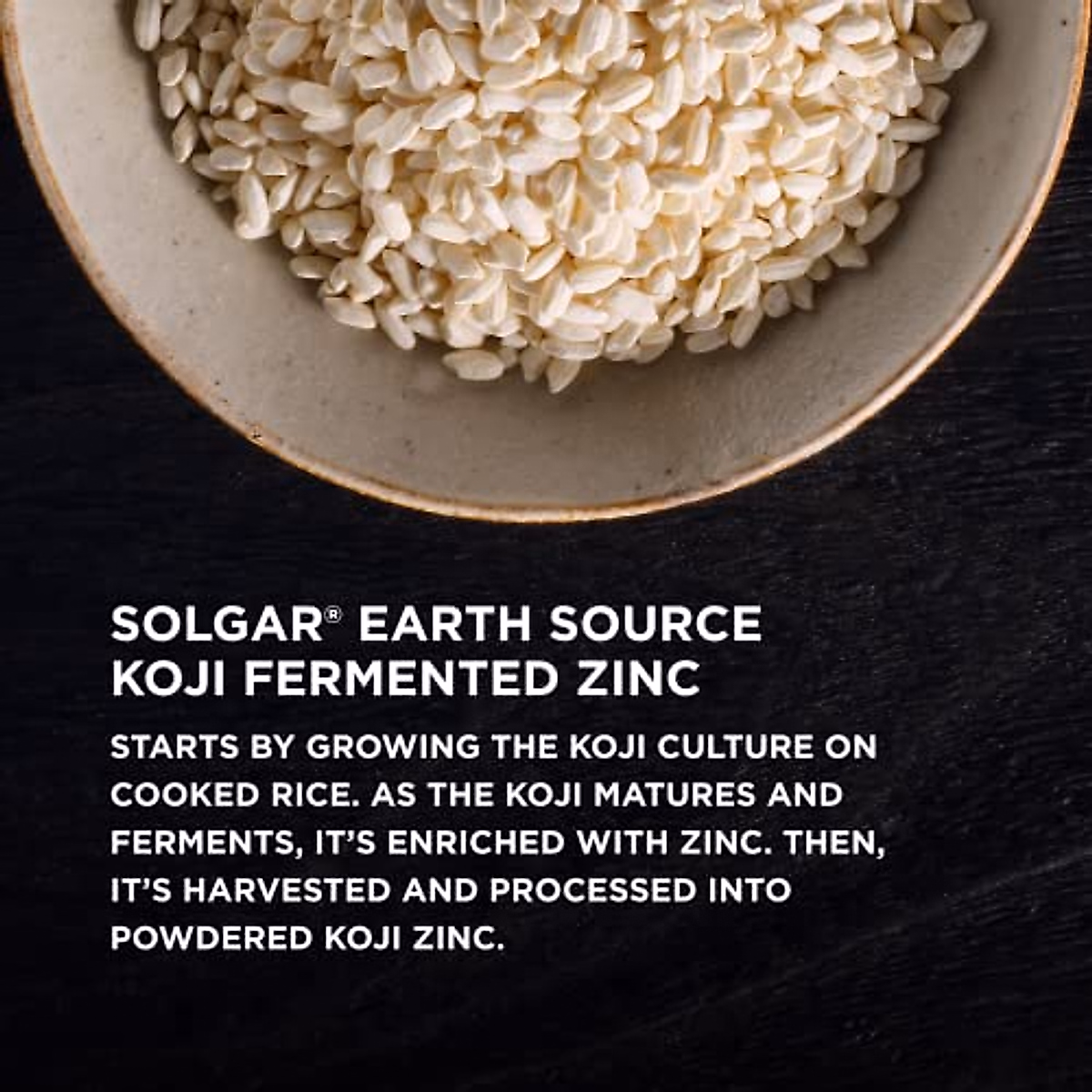 Solgar Earth Source Food Fermented Koji Zinc 25mg, 60 Vegetable Capsules - Higher-Absorption, Bioavailable Zinc for Immune & Skin Health - Non-GMO, Vegan, Gluten Free, Dairy Free, Kosher - 60 Servings