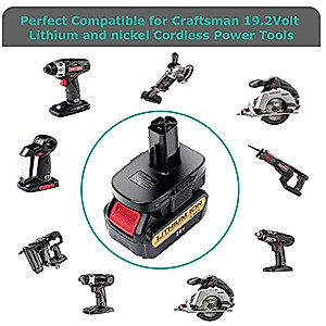 DM18GL Battery Adapter for Milwaukee 18V and for DeWalt 18V Lithium Battery Convert to only for Craftsman 19.2 Volt Battery（Can't for 20V Battery
