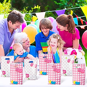 50Pcs Cute Cartoon Pink Cat Party Favor Bag Candy Treat Bags Print Bow Tie Flower Patterns with Handles Plastic Snack Gifts Bags for Boys Girls Kids Birthday Baby Shower Holiday Party Favor Supplies