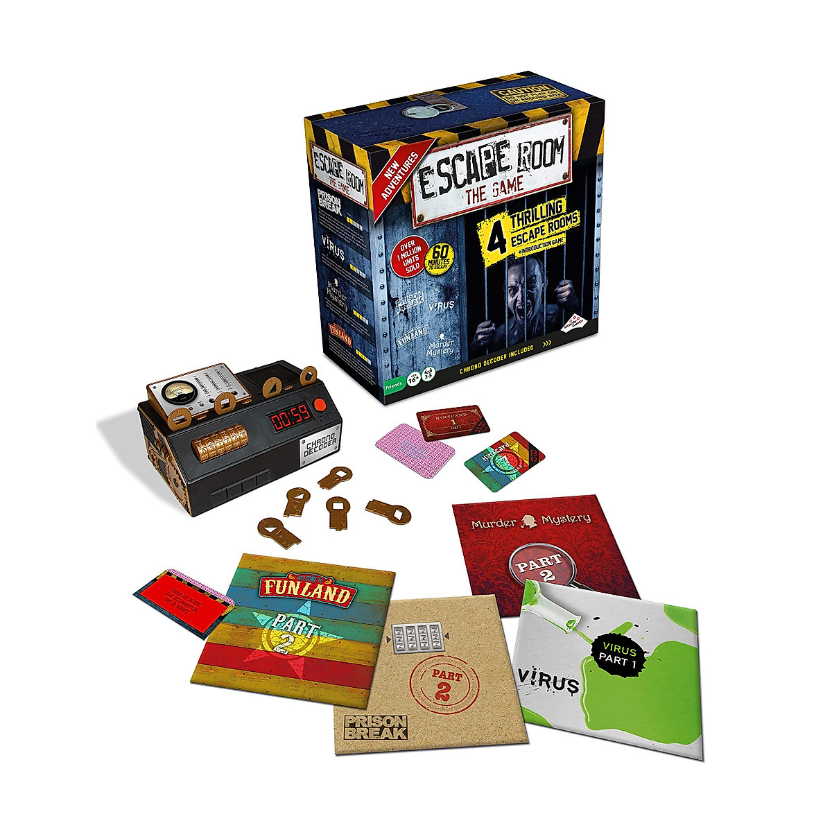 Escape Room The Game Bundle - Base Game Version 2 - with 4 Thrilling Escape Rooms + Expansion Pack The Legend of Redbeard's Gold - for Adults and Teens (English Version)