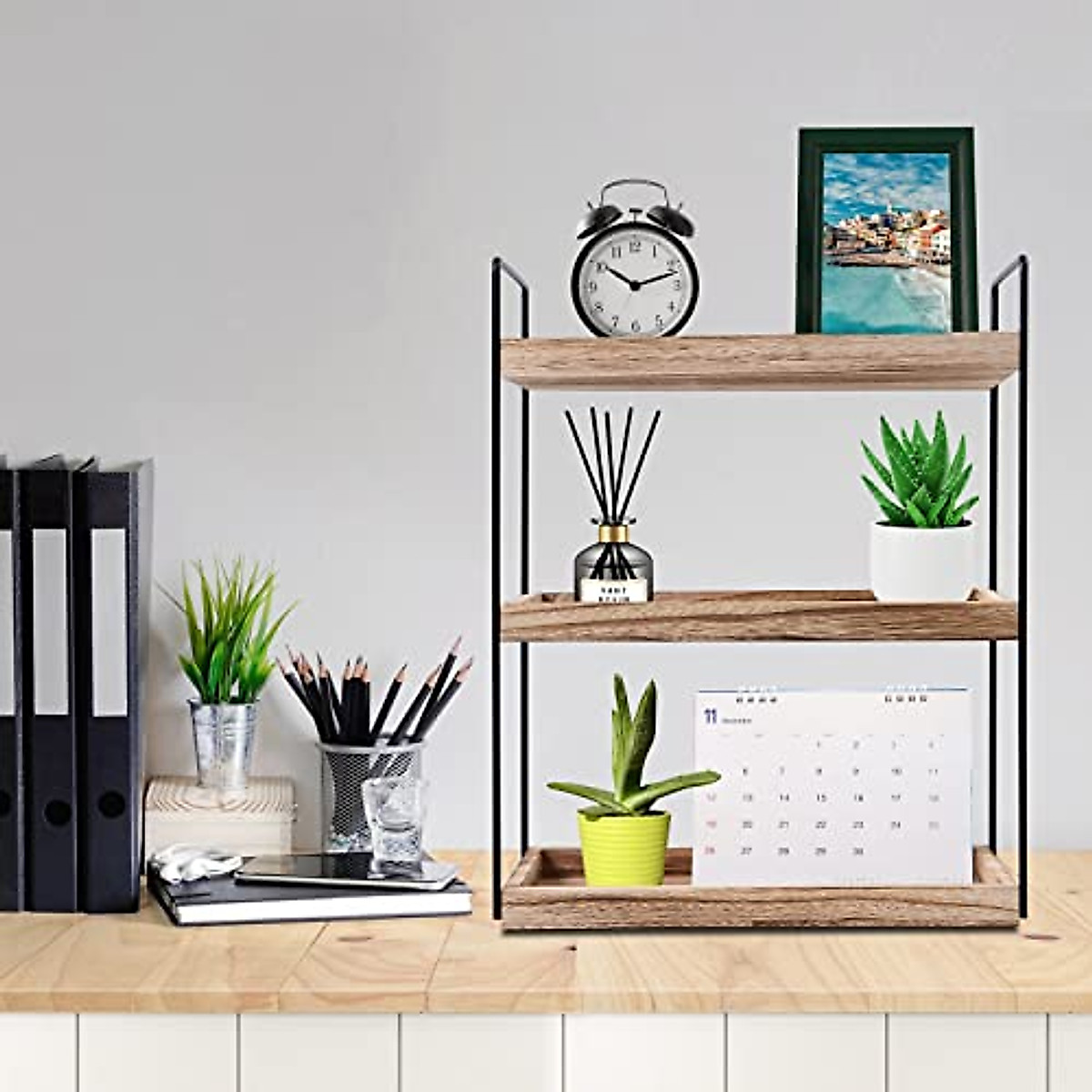 3 Tier Bathroom Organizer Countertop, Wood Vanity Organizers and Storage, Bathroom Trays for Counter, Standing Rack Cosmetic Holder