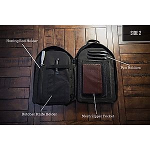 ExecuChef Knife Bag with 29 Pockets for Knives and Kitchen Utensils | Business Card Holder and Lock | Water Resistant and Durable Ballistic Nylon Backpack for Professional Chefs and Culinary Students