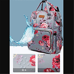 Diaper Bag Backpack, Baby Bag with Changing Pad, Waterproof Multifunction Nappy Bag,Maternity Travel Back Pack for Mom&Dad (Floral)