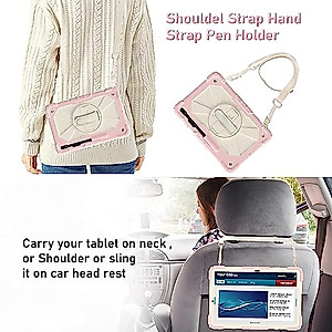 Tablet PC Case Compatible with Samsung Galaxy Tab S7 Plus 12.4 T970/T975/T976B(2020)/S7 FE 12.4 T730/T733/T736B (2021) Case,Heavy Duty Full Protective Shockproof Case W 360 Degree Rotating Multi-Funct