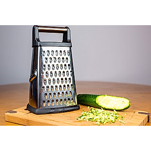 4-Sided Cheese Grater Stainless Steel with Strong Grip and Sharp Blades Professional Box Design with Perfect Slicer, Shredder & Zester For Fruits, Vegetables, Cheeses, Carrot Etc.