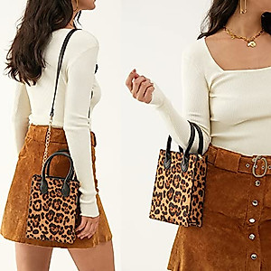 Leopard Print Shoulder Handbag Mini Tote Women Cross Body Bag Purse (Brown Leopard)