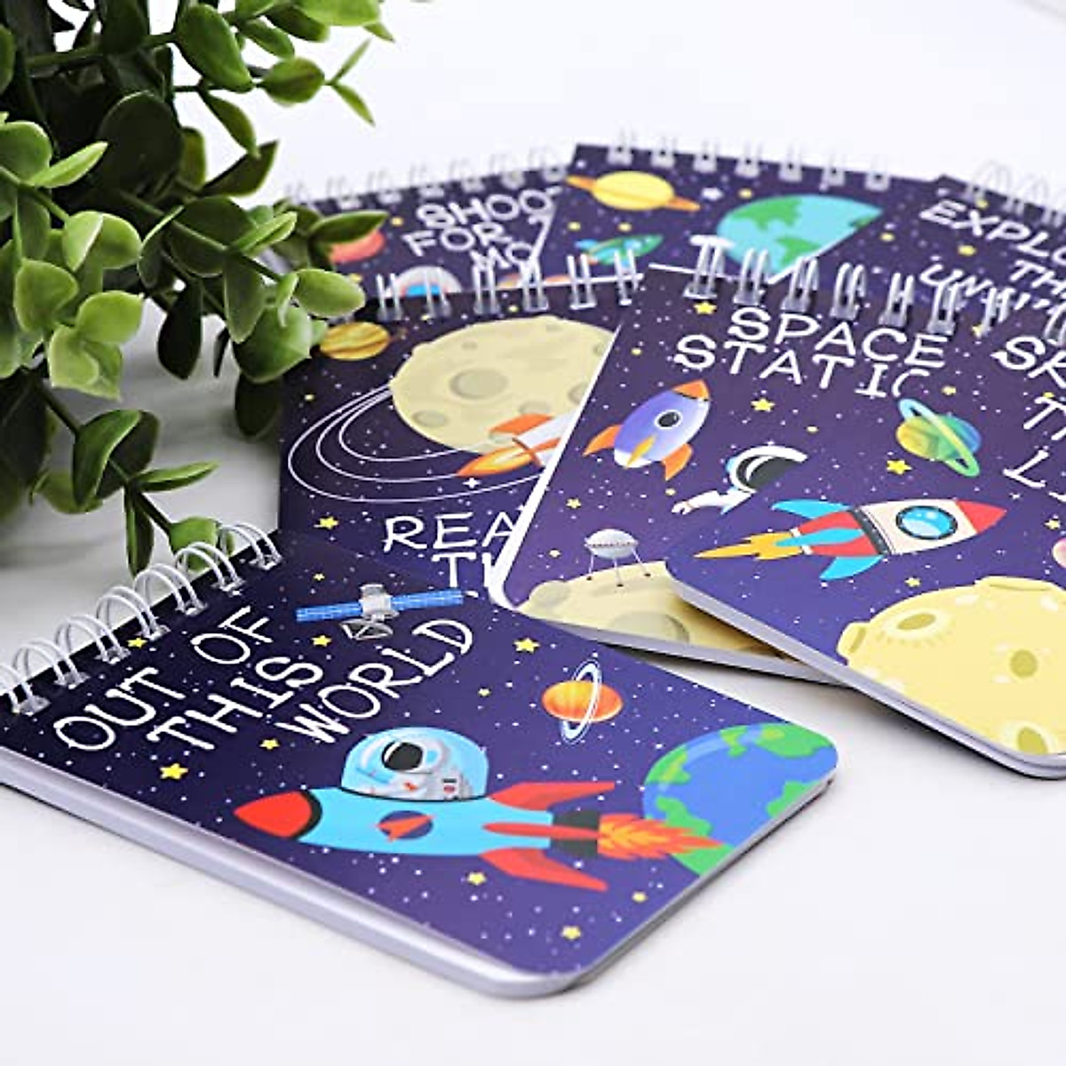 Outer Space Mini Notebook 32 Pack Kids Space Party Favor Galaxy Goodie Bags Solar System Science Astronaut Rocket Planet Small Spiral Pocket Notepads for Boys Girls Space Theme Birthday Party Supplies
